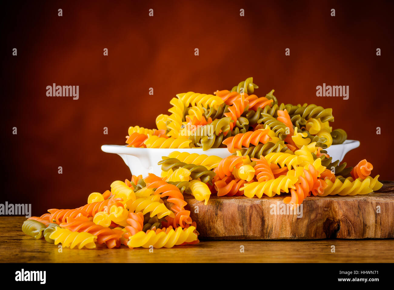 Italian Cuisine colored Fusilli Doppia Rigatura Pasta Stock Photo - Alamy