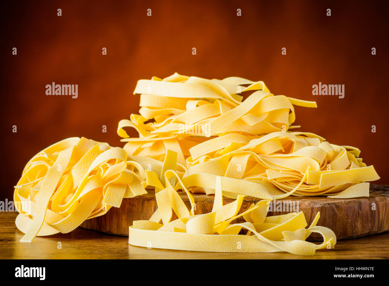 Italian Cuisine Food with Yellow Fettucine, Yellow Tagliatelle, Yellow ...