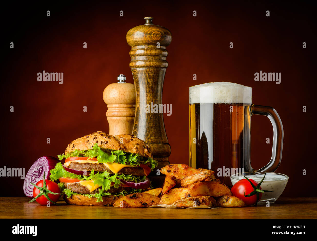 Fast food cold beer burger hi-res stock photography and images - Alamy