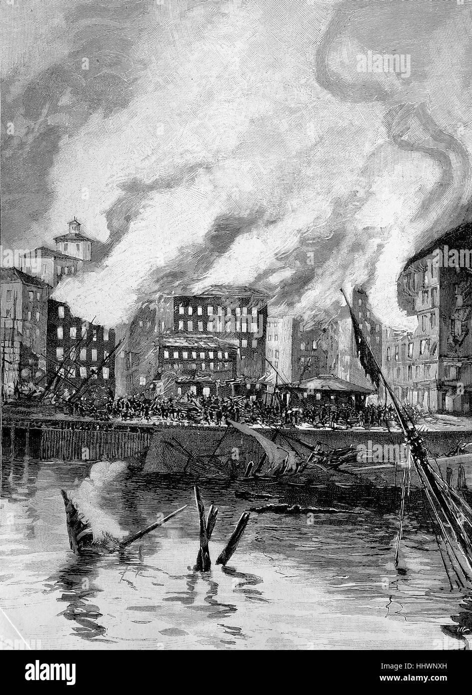 The dynamite explosion in Santander, the Riva Colombo after the ...