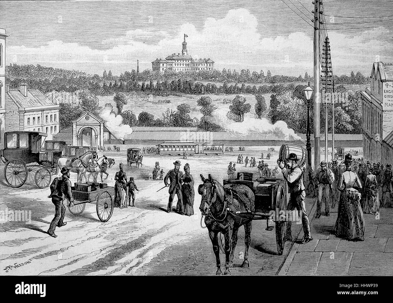 Street scene and the government building in Melbourne, Australia ...