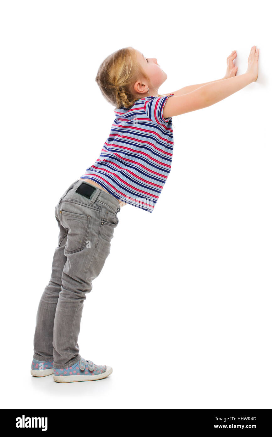 portrait, wall, child, white, leaning, girl, girls, humans, human ...