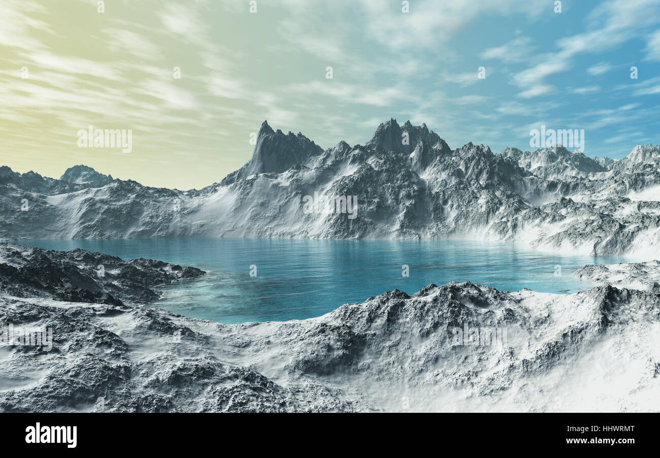 Illustrated snow mountains hi-res stock photography and images - Alamy