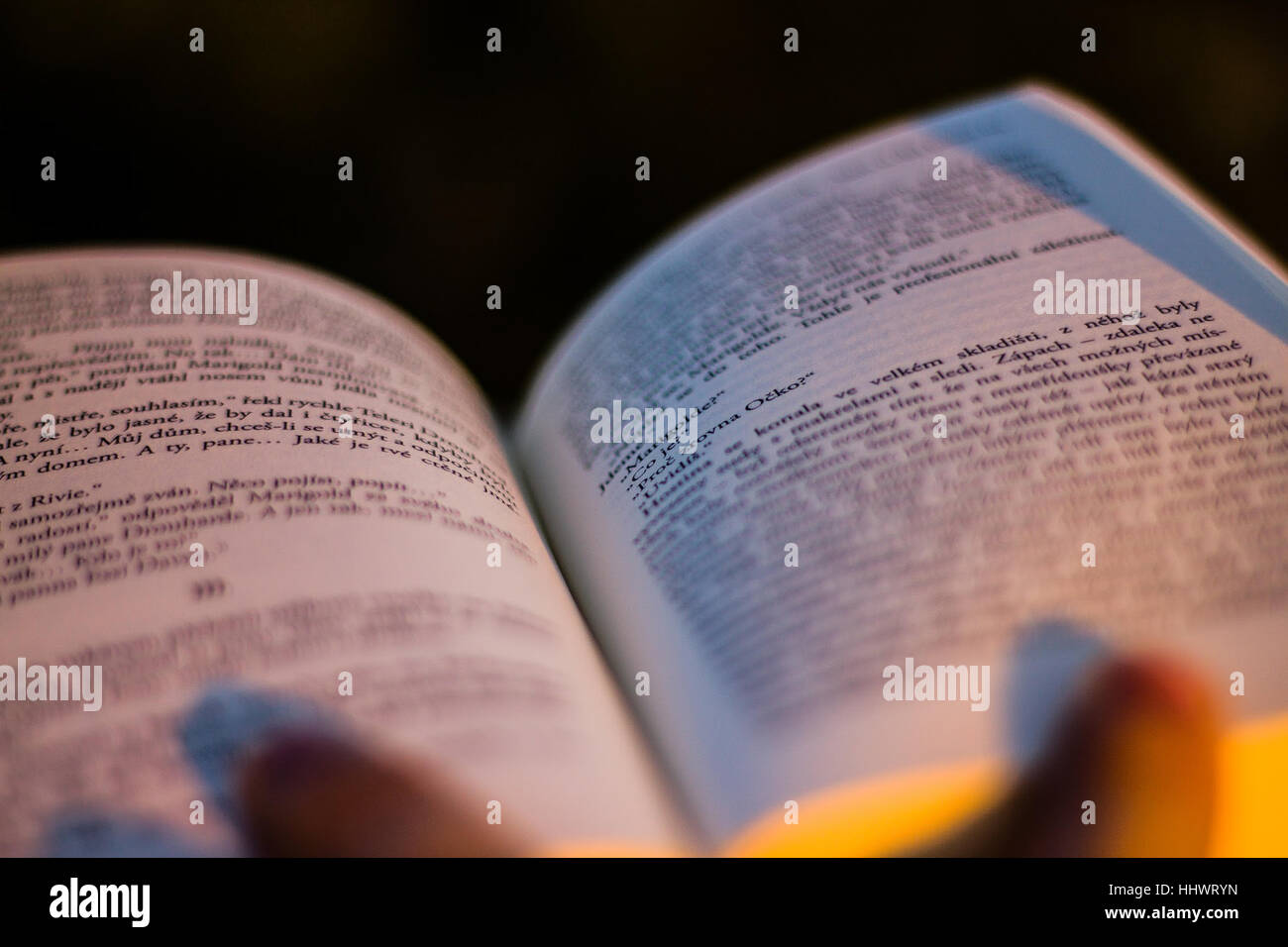 Reading a book on holiday in evening light Stock Photo - Alamy