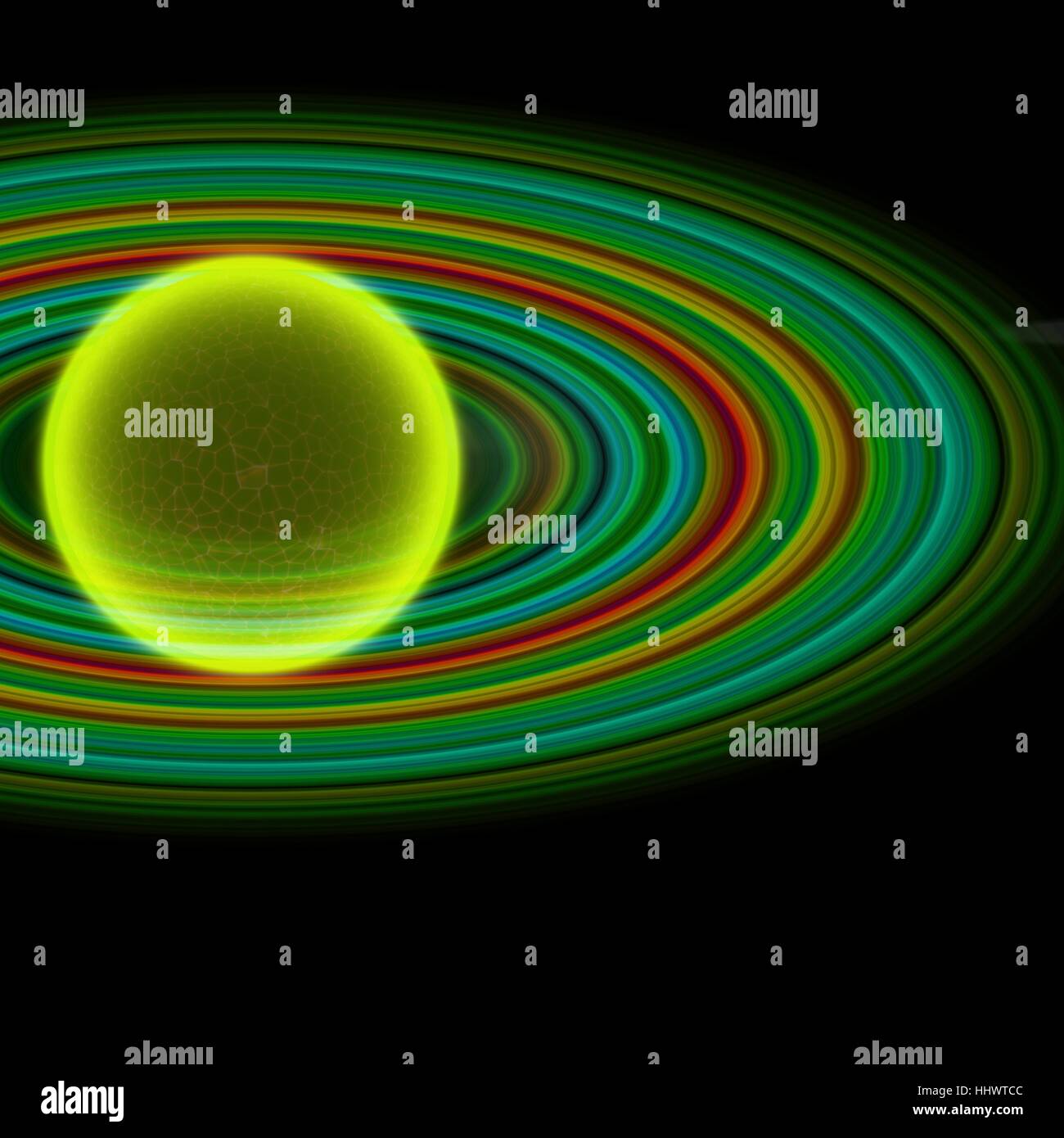 Transparent futuristic planet with ring, Saturn like, green Stock Photo ...