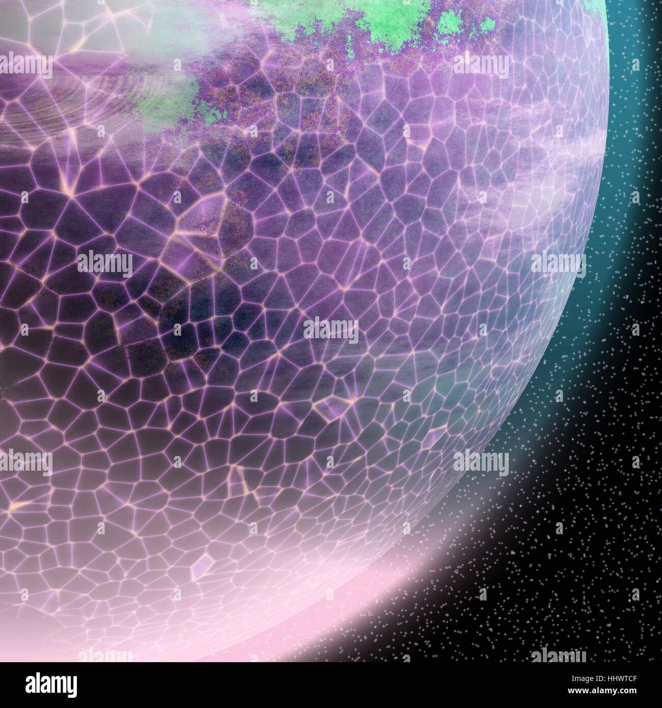 Planet shaped network from geometrical shapes with space and stars in ...