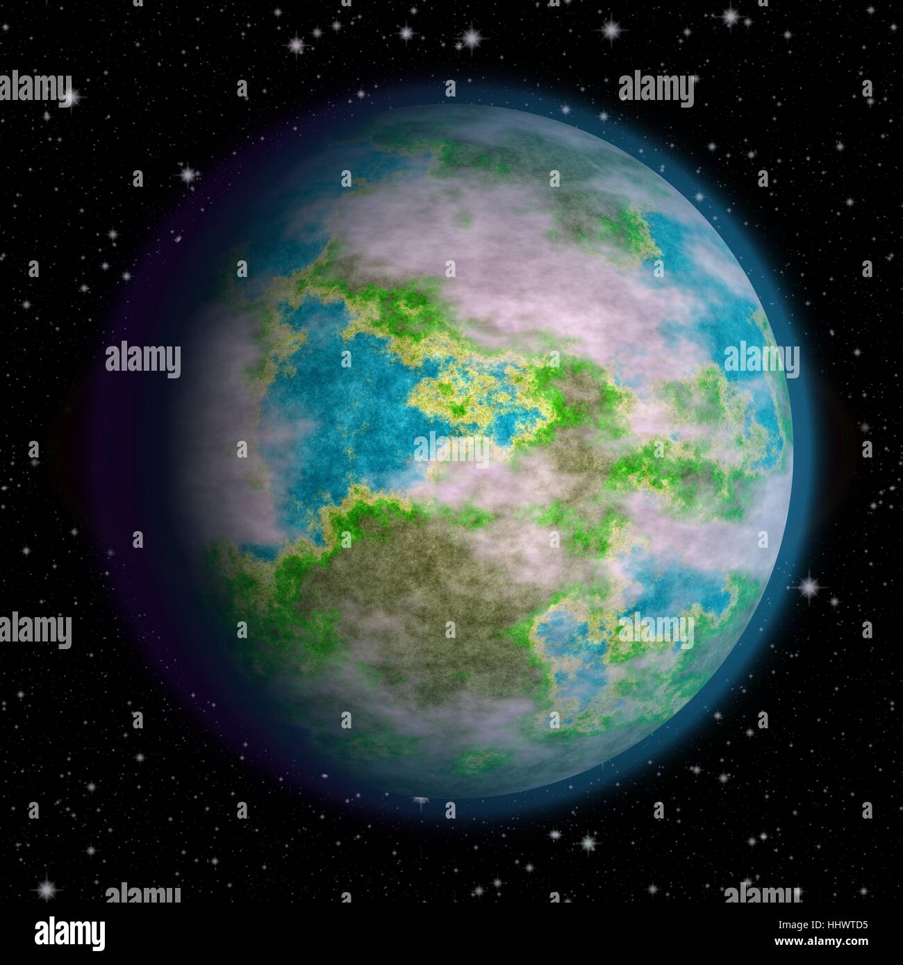 Random planet in space with stars in the backround Stock Photo - Alamy