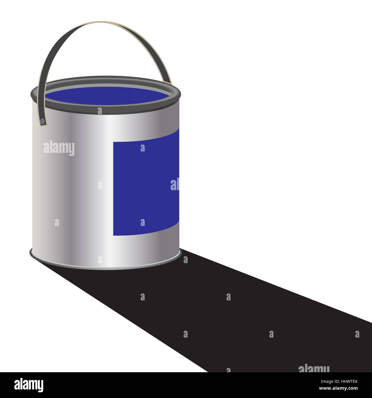 A can of blue paint with a shadow isolated on a white background Stock ...