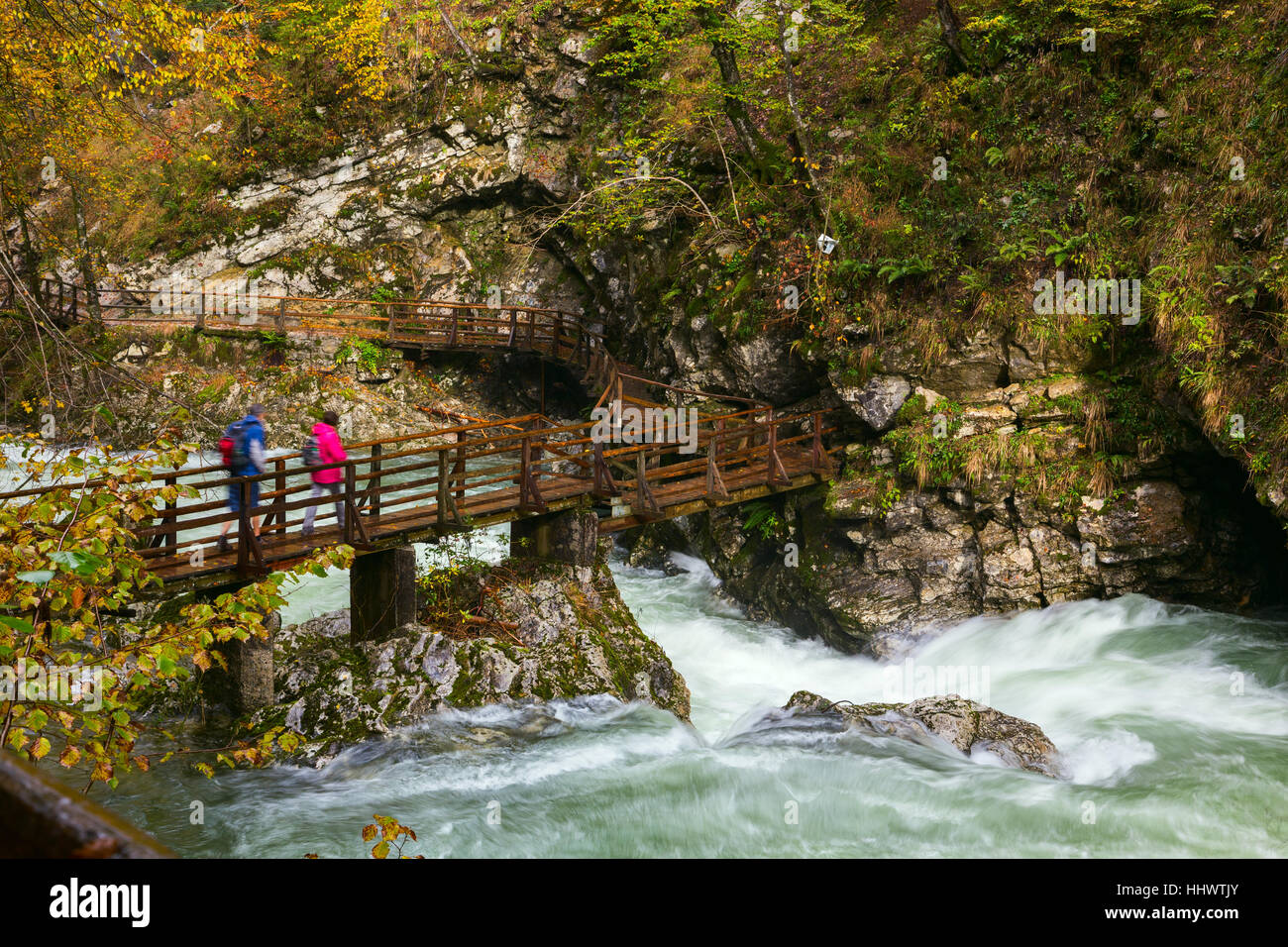 Vintgar gorge and wooden path near Bled, Slovenia.Europe Stock Photo ...