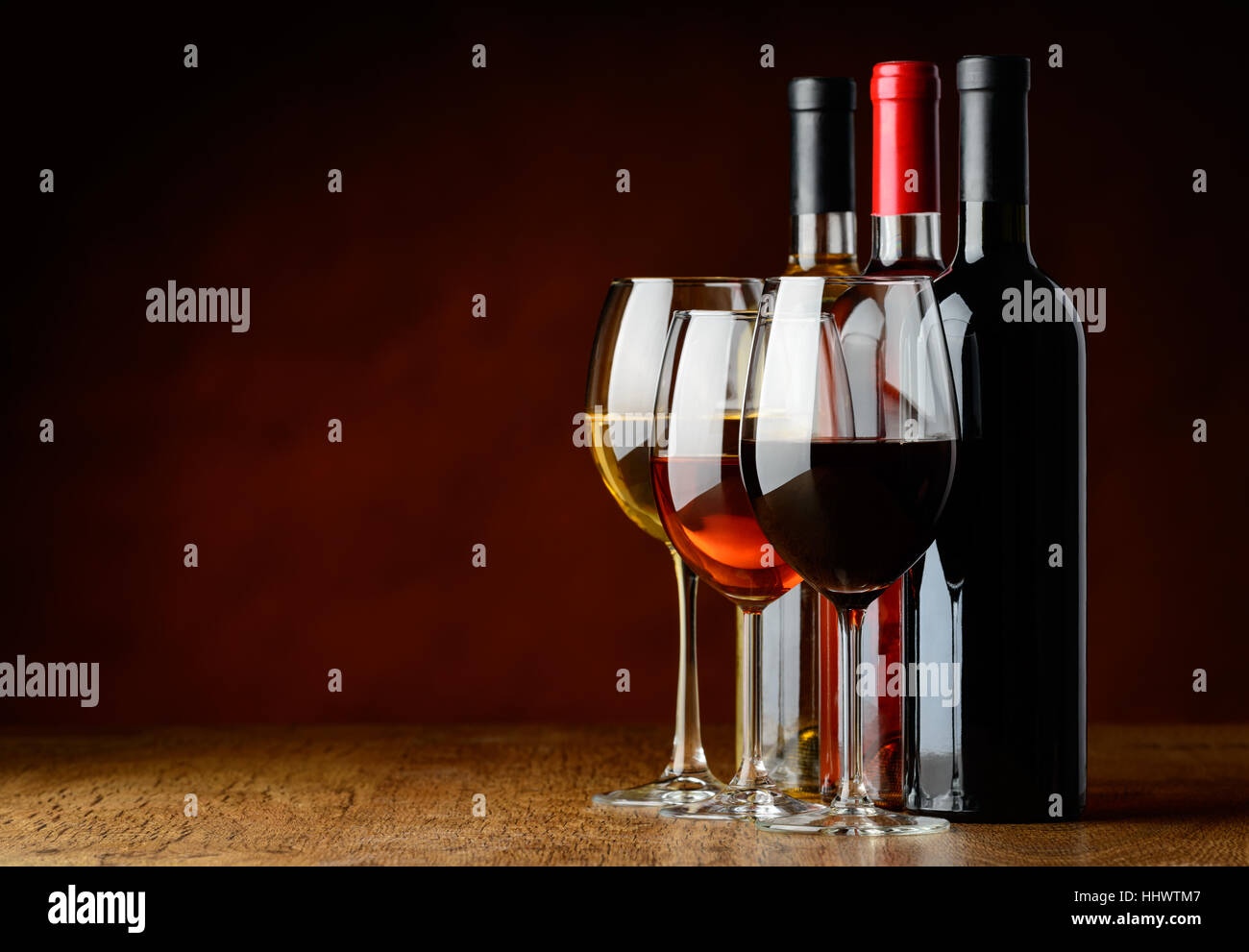 three sorts of wine Stock Photo - Alamy