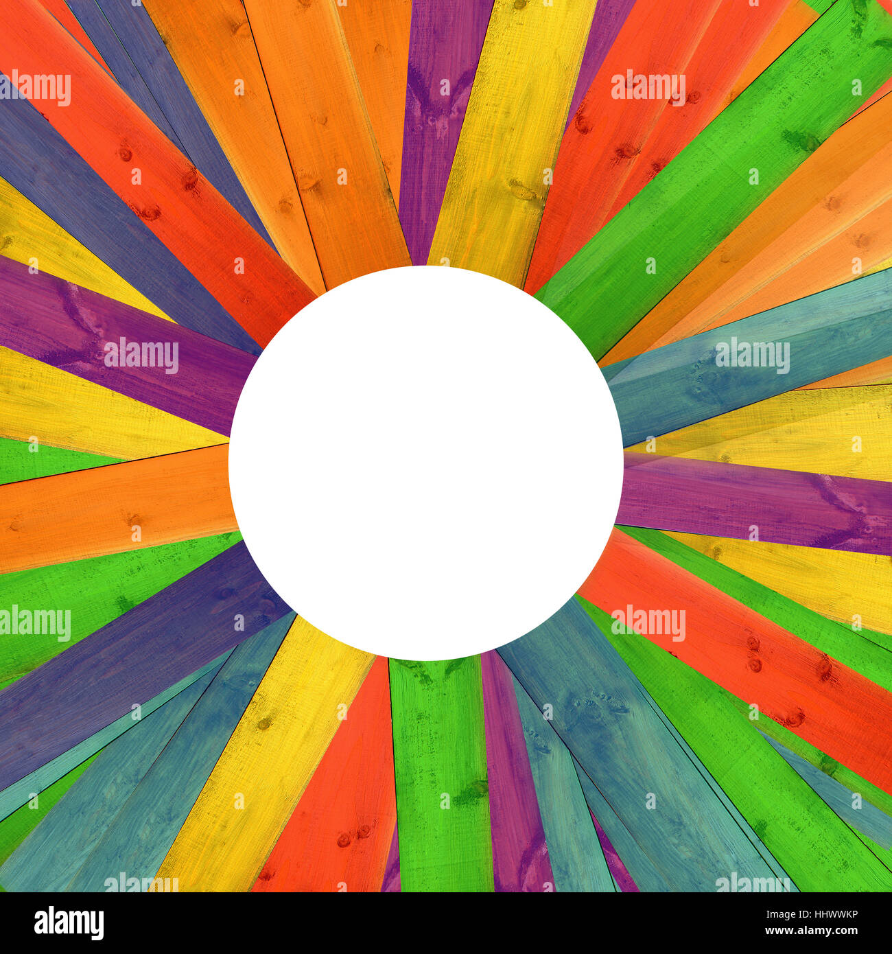 multicolored bright wooden boards like beams with empty white center ...