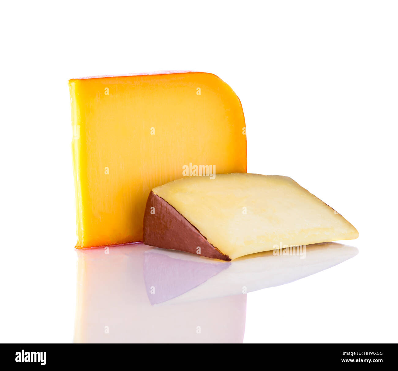 yellow Gouda hard cheese isolated on white background Stock Photo - Alamy