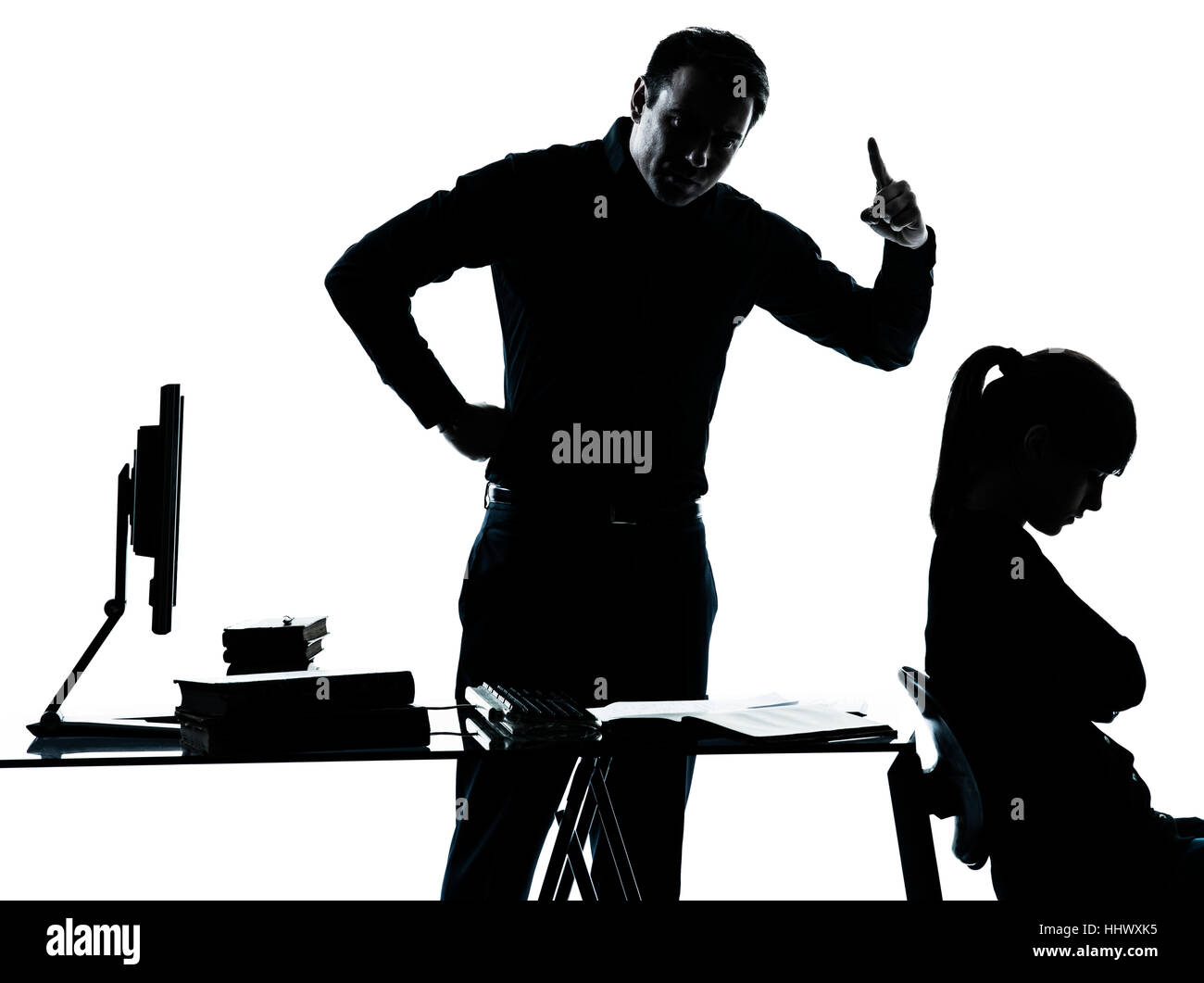 one man father professor and student teenager girl helping for homework ...