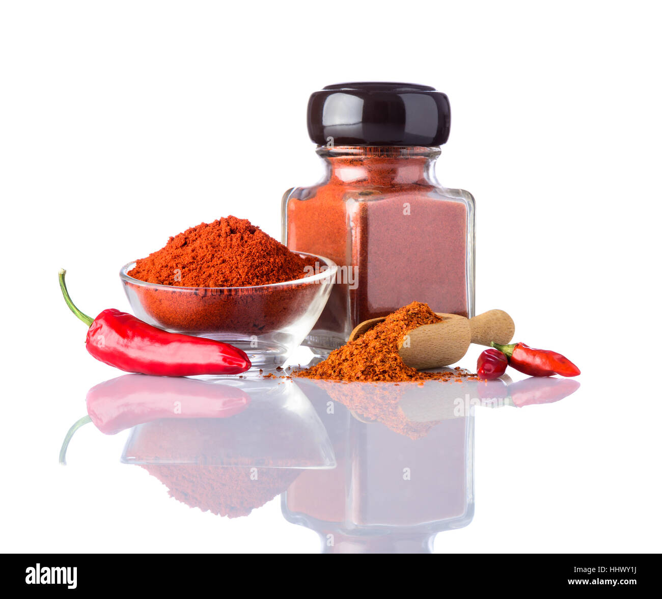 Red pepper and Paprika powder isolated on white background Stock Photo ...