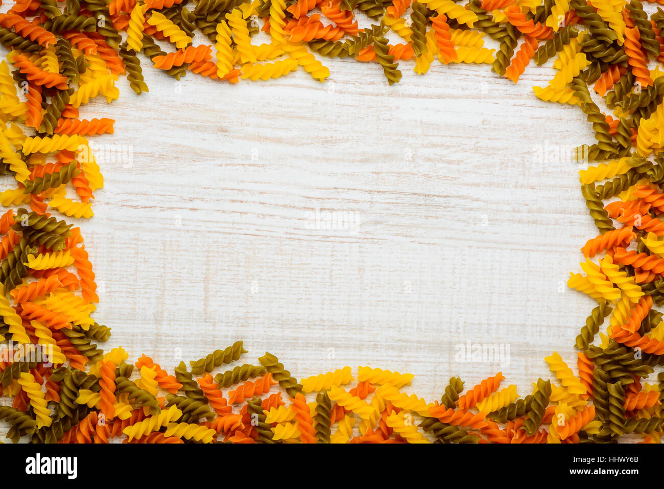 Copy Space Frame made out of Colored Fusilli Doppia Rigatura pasta ...
