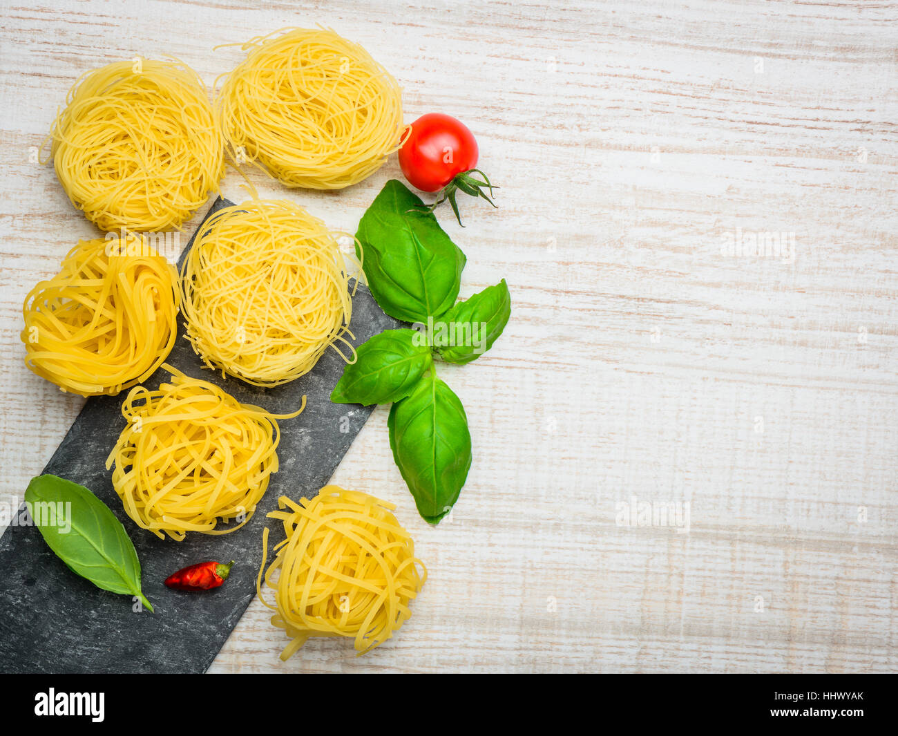 Italian Cuisine Food with Yellow Tagliatelle or Tagliolini Pasta and ...
