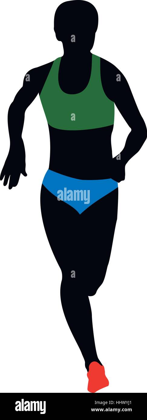 silhouette female athlete runner running vector illustration Stock ...
