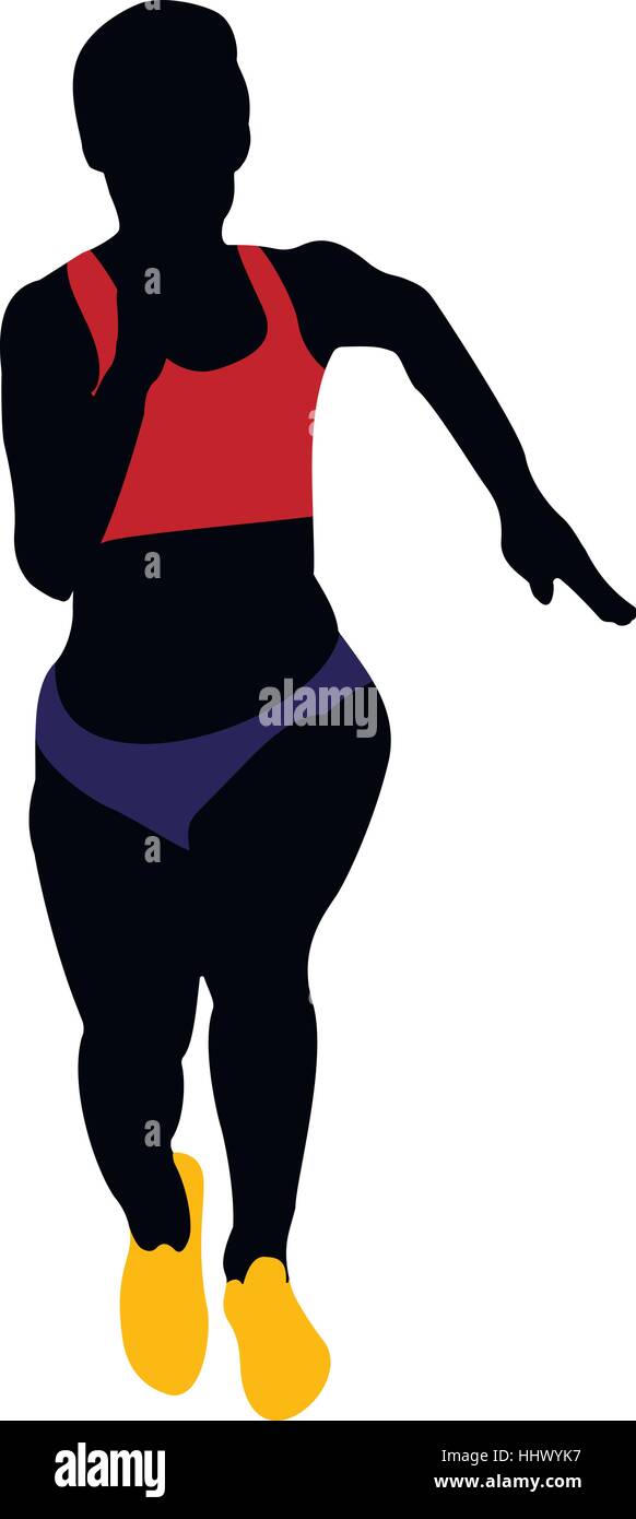 young female athlete runner running vector illustration Stock Vector ...