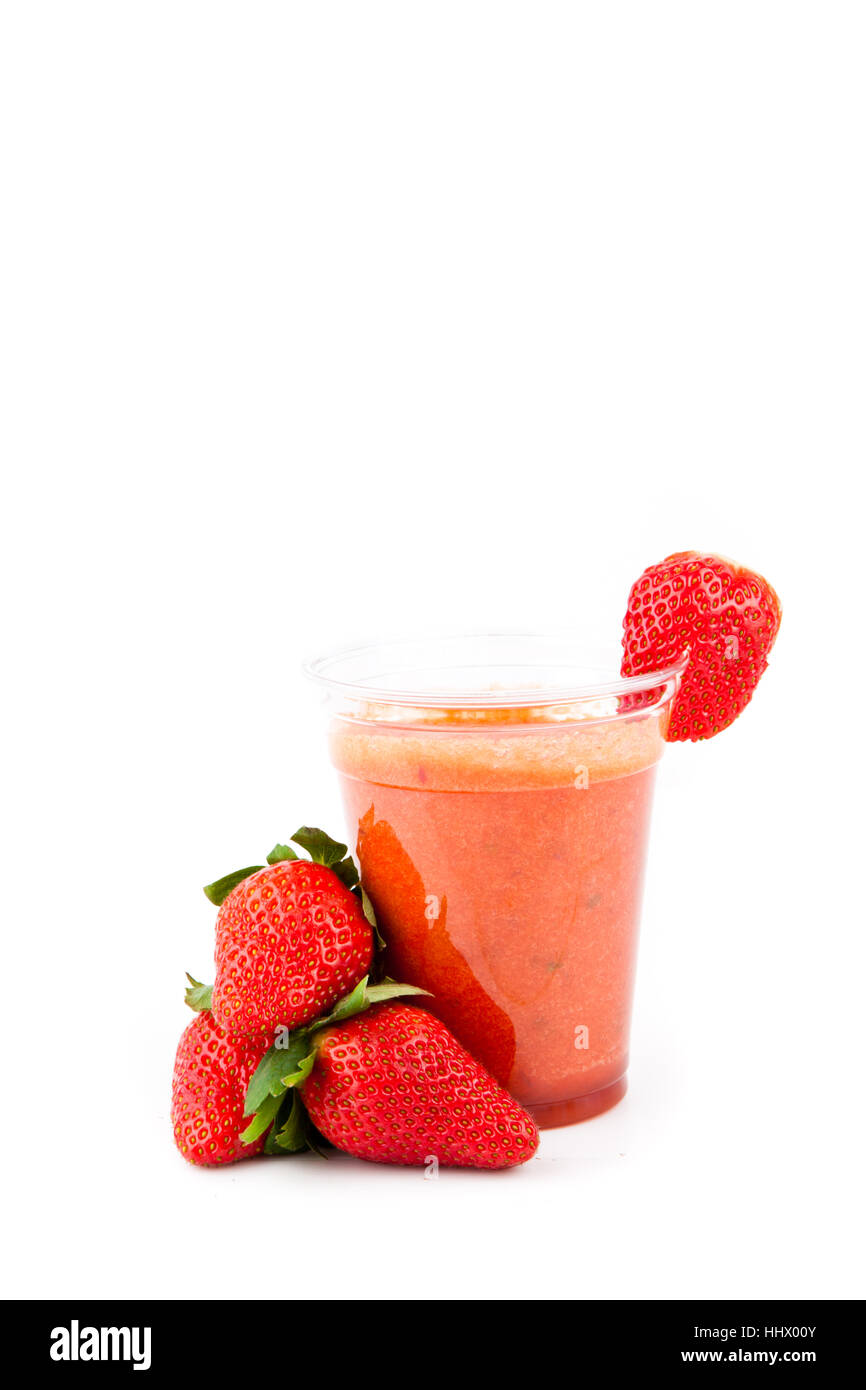Strawberry juice drink on white background Stock Photo - Alamy