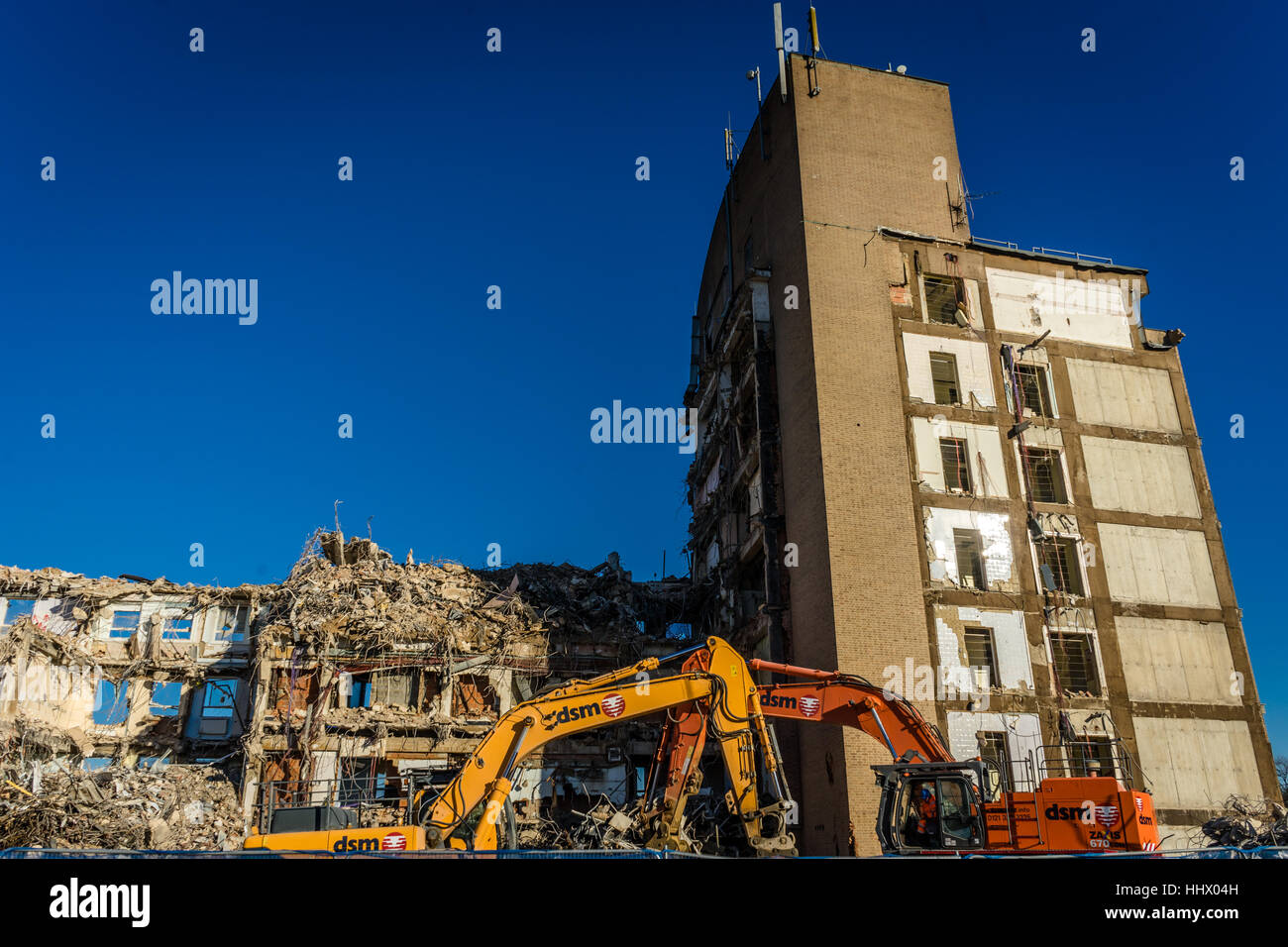Demolition of old QEII Hospital,Welwyn Garden City, United Kingdom ...