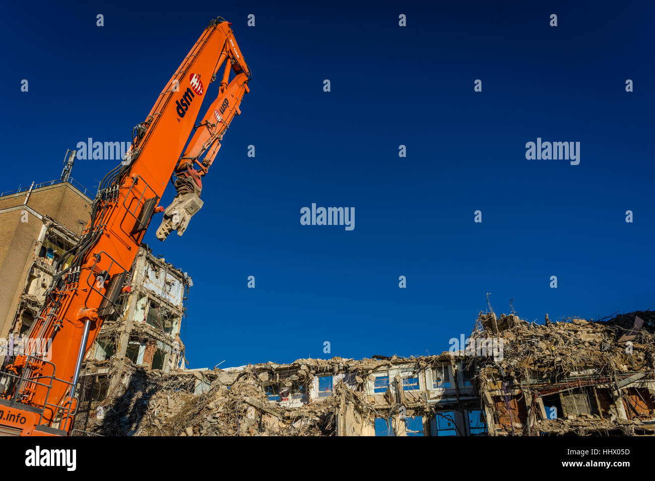 Demolition of old QEII Hospital,Welwyn Garden City, United Kingdom ...