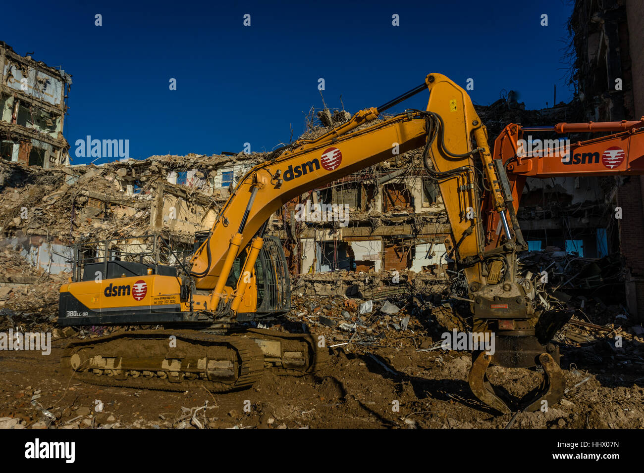 Demolition of old QEII Hospital,Welwyn Garden City, United Kingdom ...