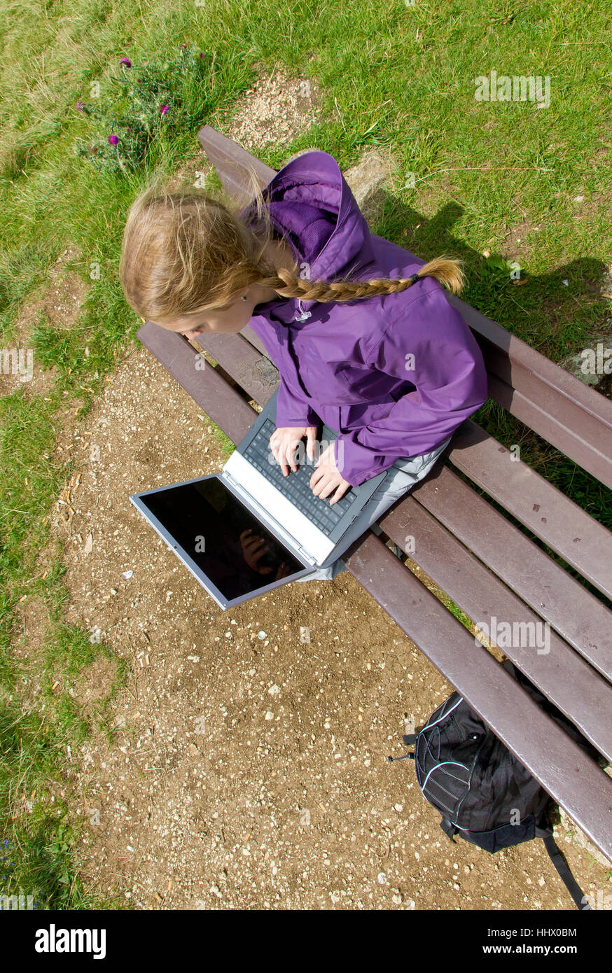 outside with laptop Stock Photo - Alamy