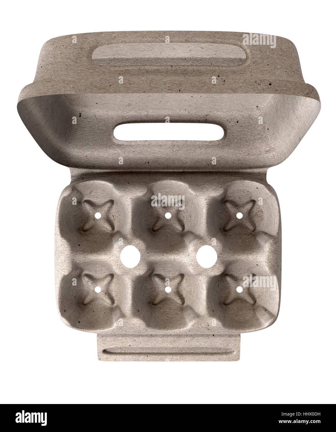isolated, six, egg, box, boxes, empty, bundle, top, moulded, cardboard ...