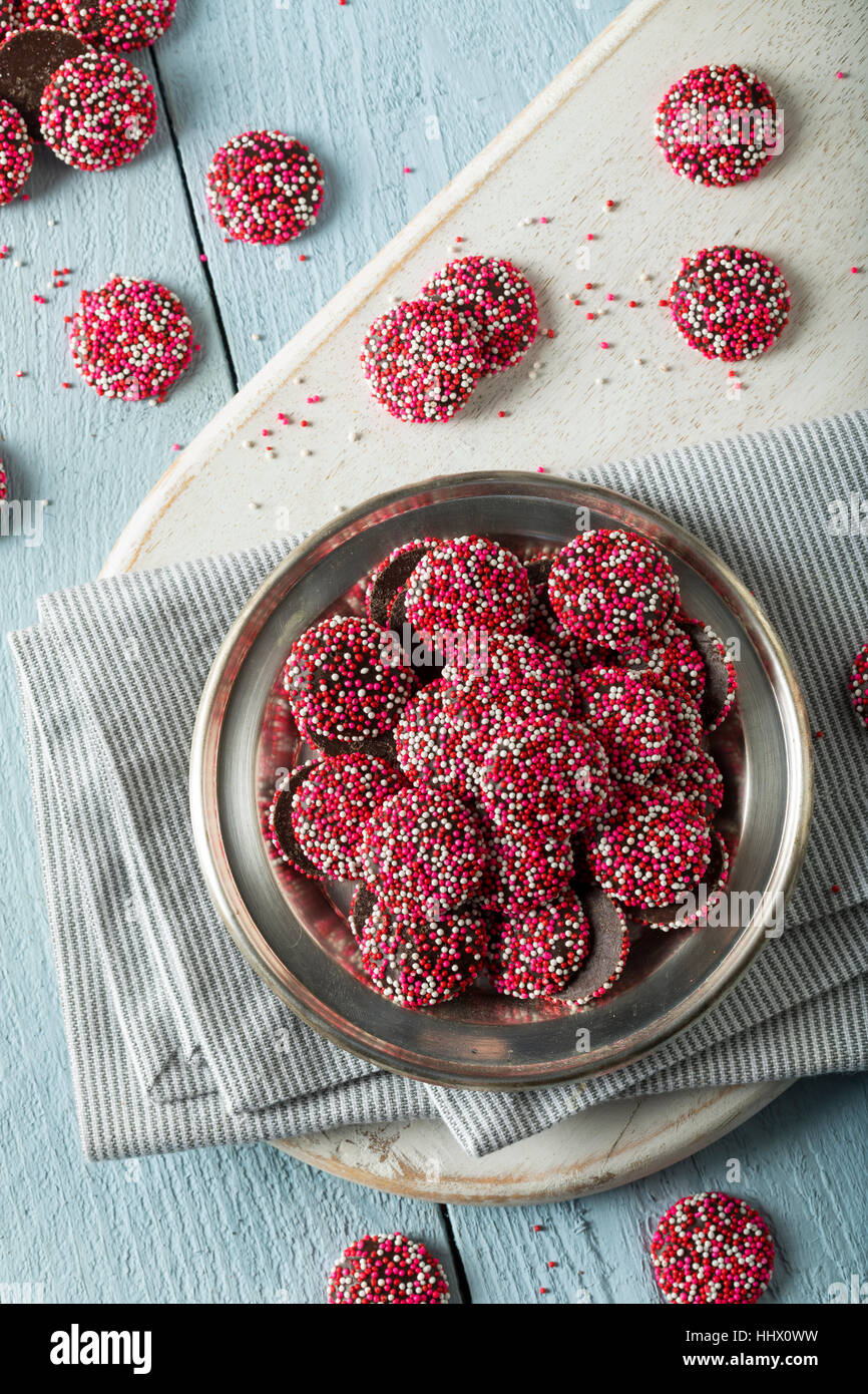 Valentine's Red and White Chocolate NonPareils with Sprinkles Stock ...