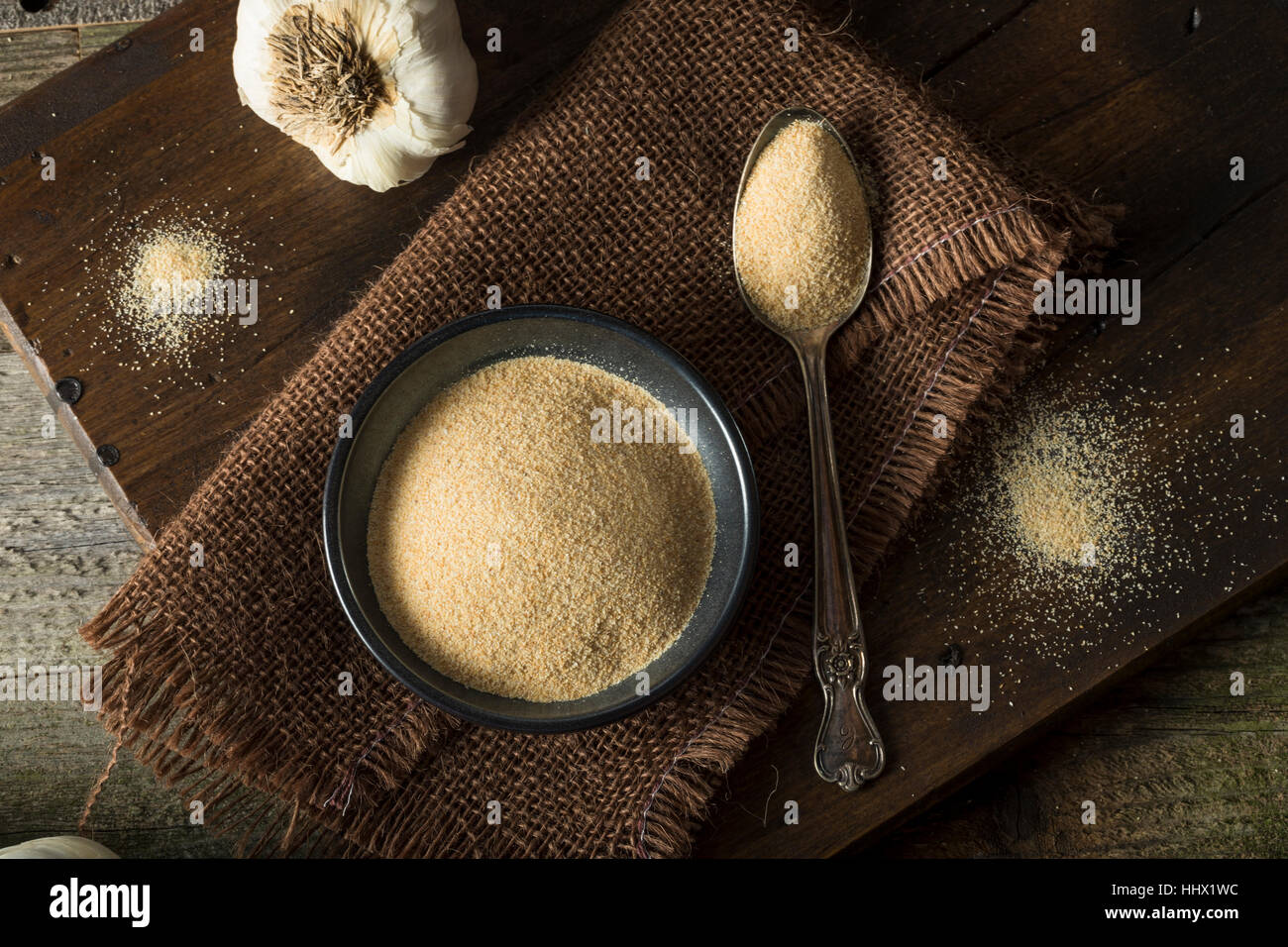 Dry Organic Ground Garlic Spice in a Bowl Stock Photo - Alamy