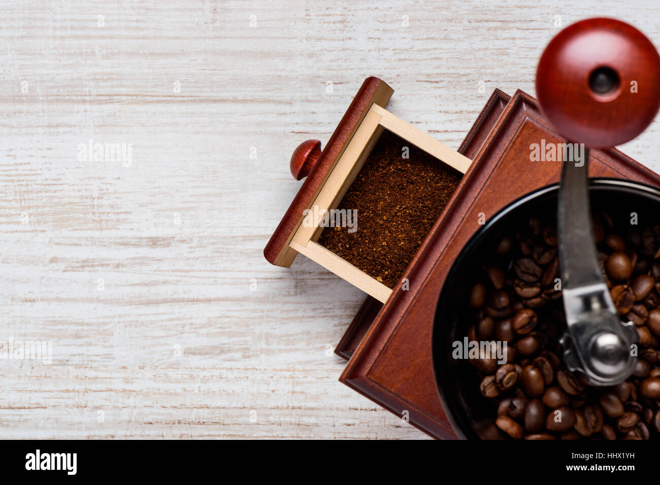 Top View of Coffee Bean Grinder with Copy Space Area Stock Photo - Alamy