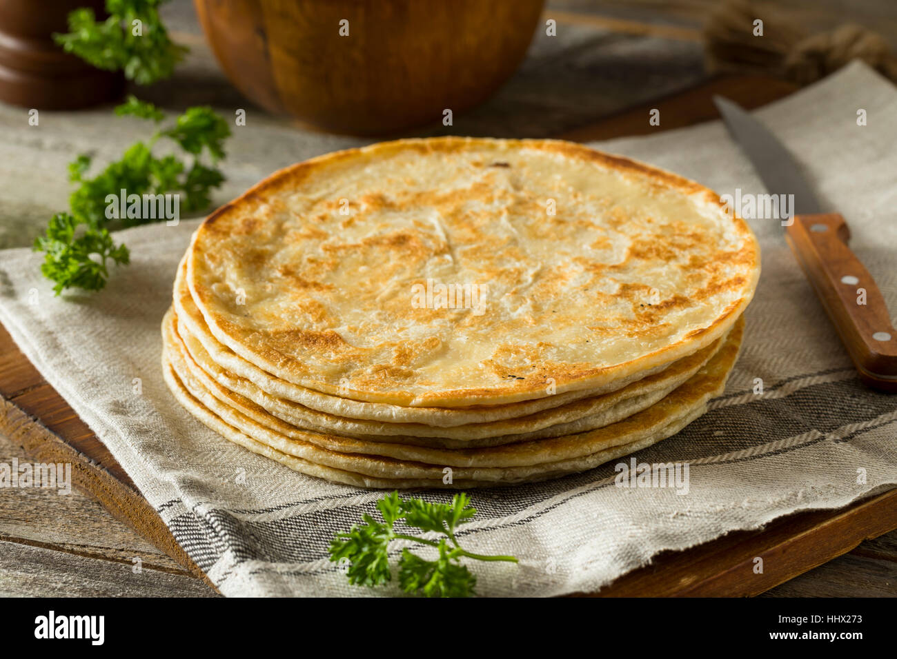 Homemade Flour Indian Paratha Bread Ready to Eat Stock Photo - Alamy