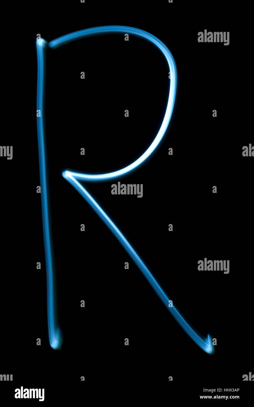 The letter R from natural neon light Stock Photo - Alamy