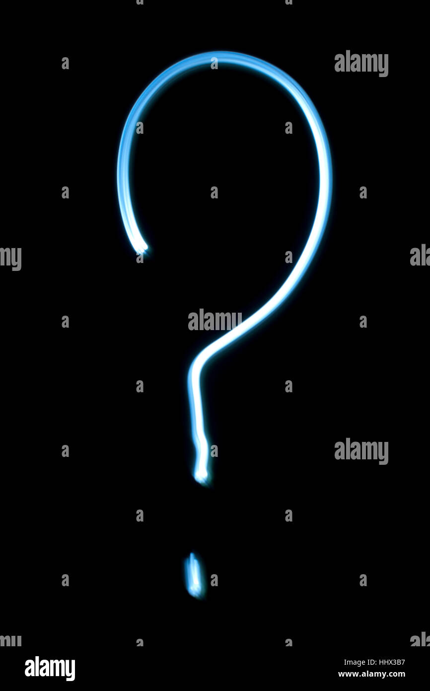 The question mark from natural neon light Stock Photo - Alamy