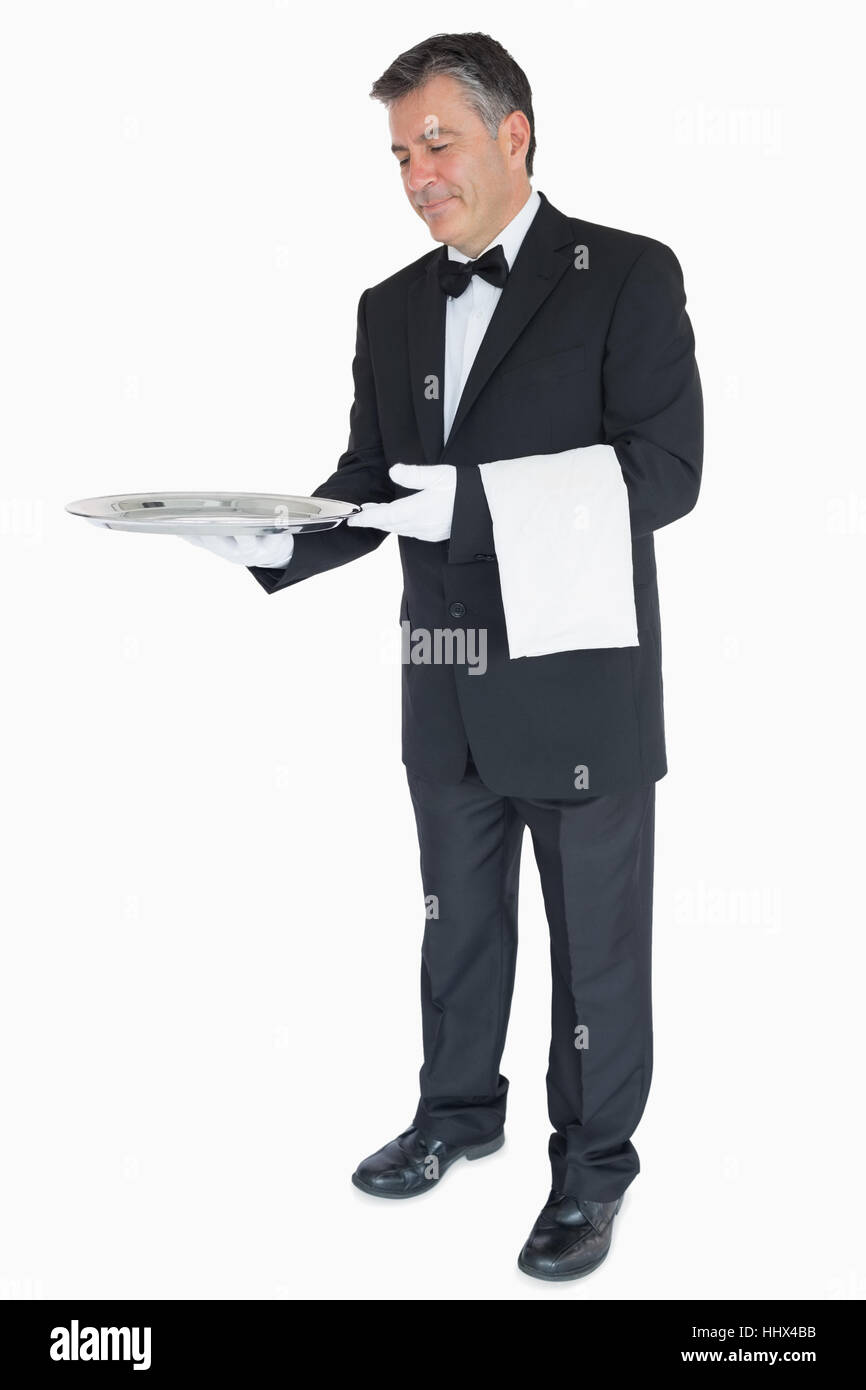 Waiter white towel on arm hi-res stock photography and images - Alamy