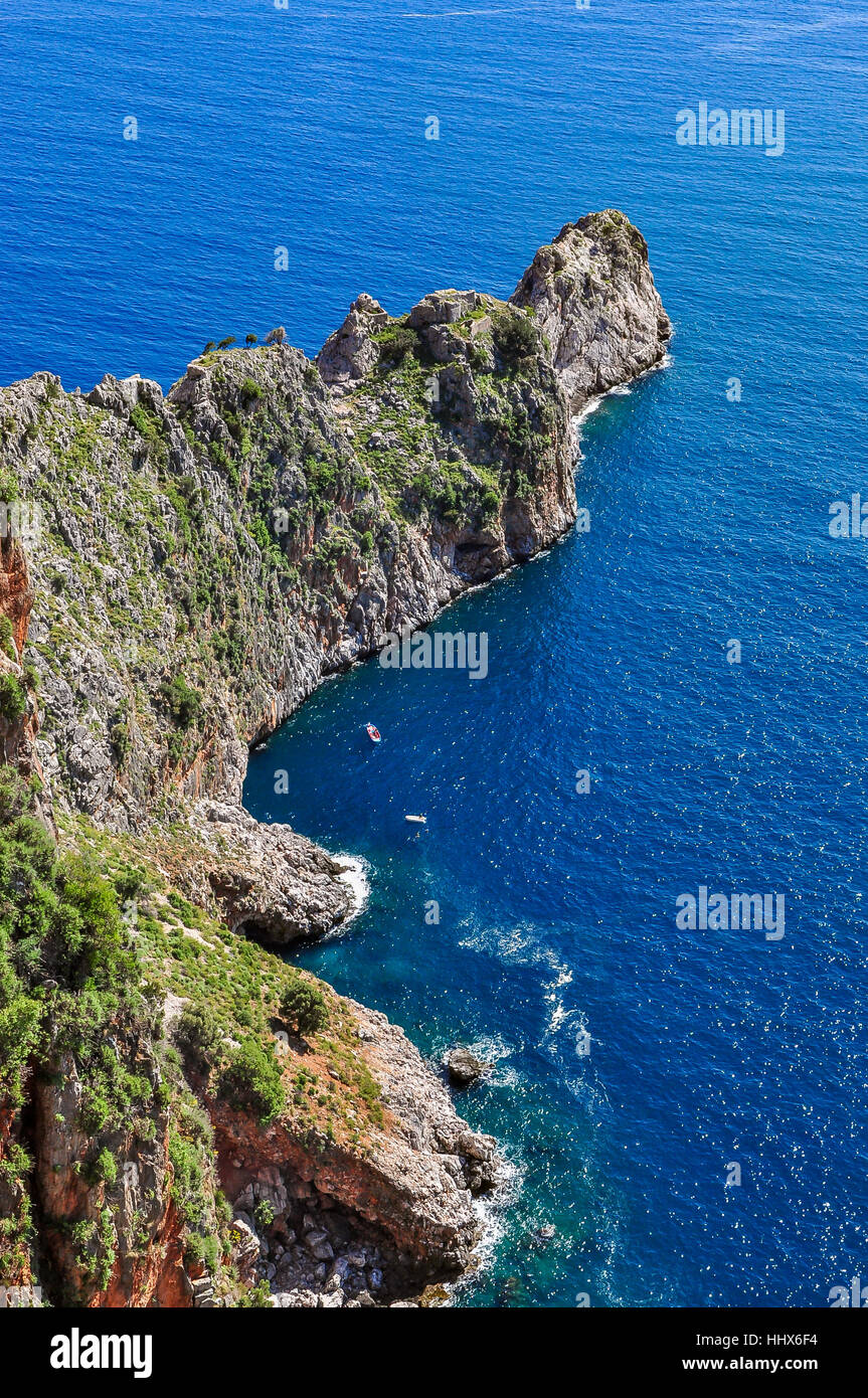 Magnificent view from Alanya castle at the peninsula, Turkey Stock ...