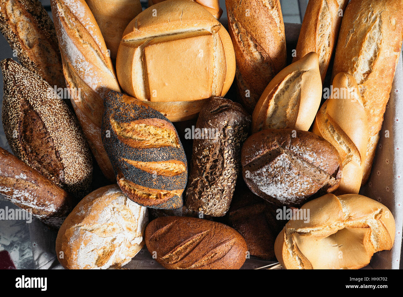 Many mixed breads and rolls. Bakery Concept Stock Photo - Alamy