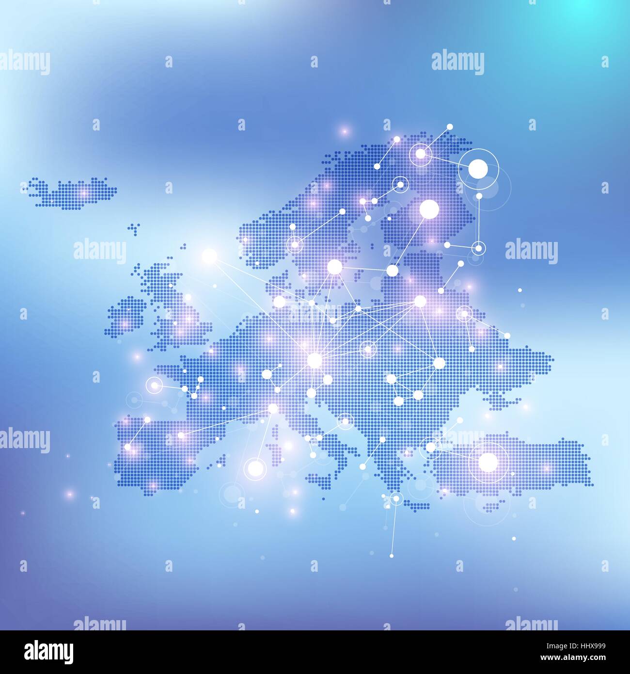 Geometric graphic background communication with dotted Europe Map. Big ...