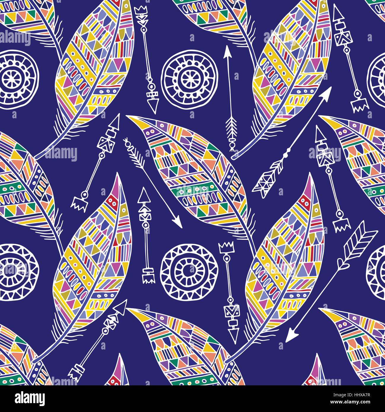 Seamless pattern with feather and arrows in vector Stock Vector Image ...