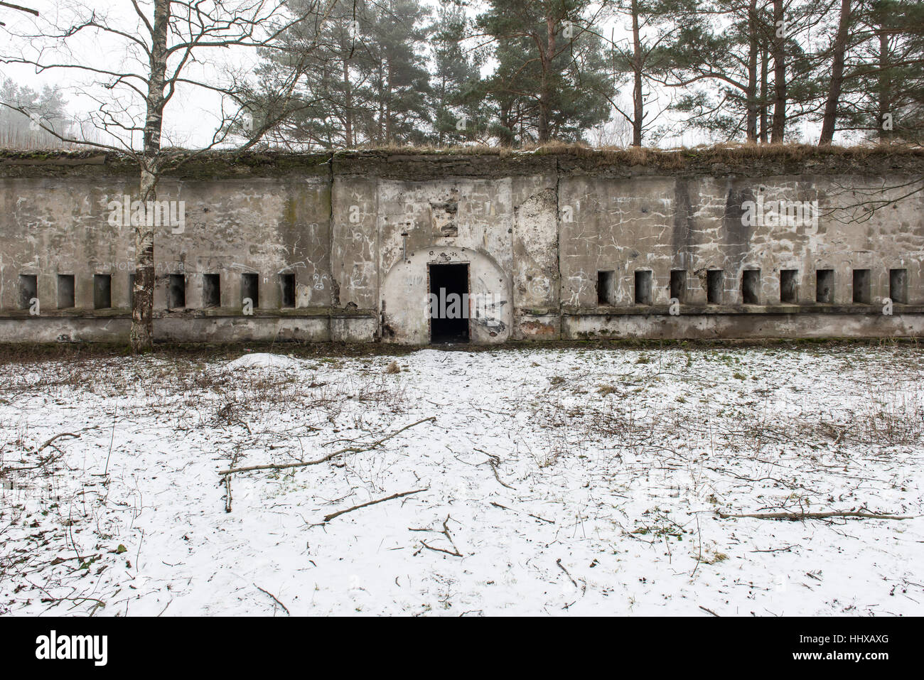 old war fort ruins on the beach in winter. Liepaja, Latvia Stock Photo ...