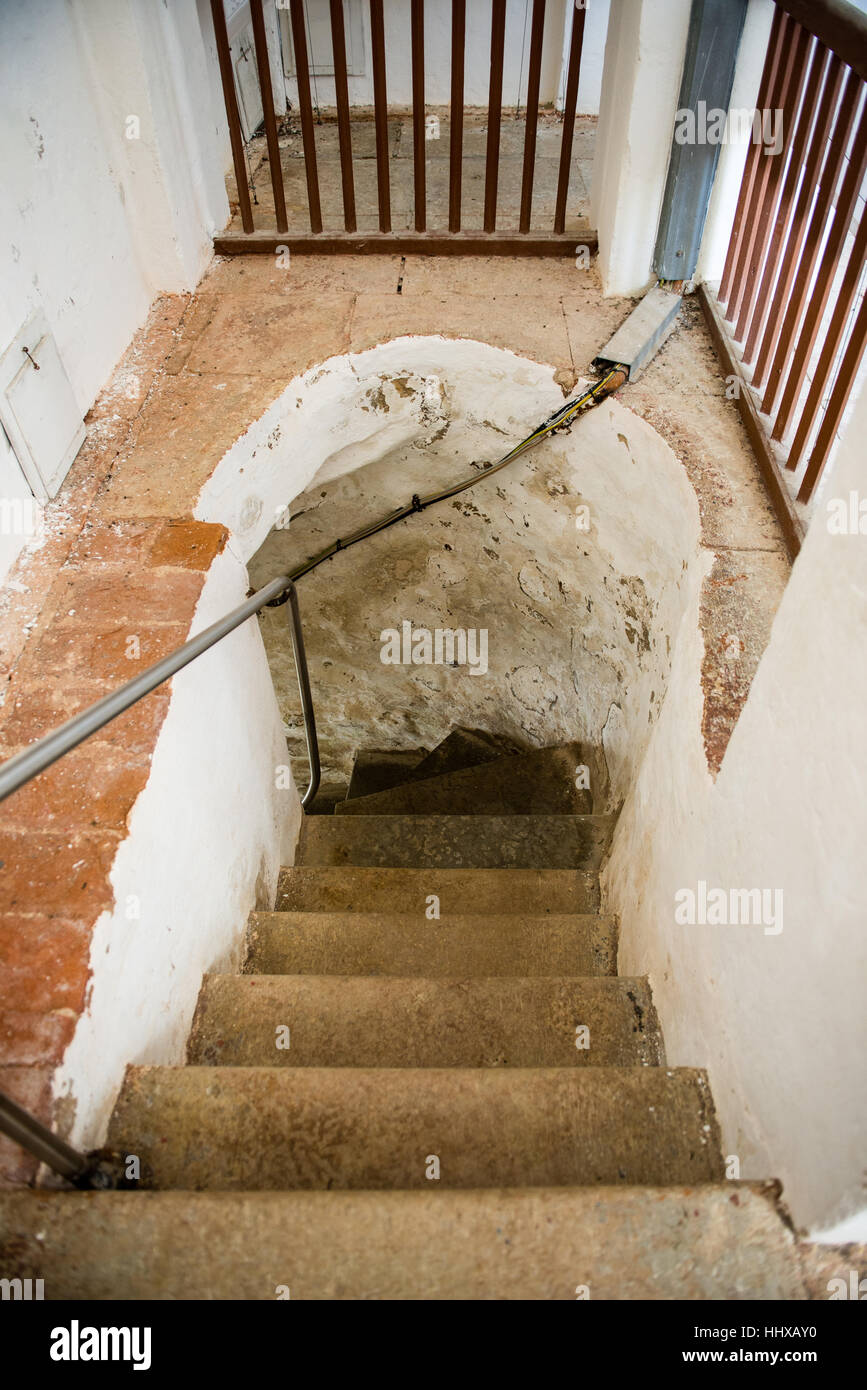 A spiral staircase inside a old wooden lighthouse Stock Photo - Alamy