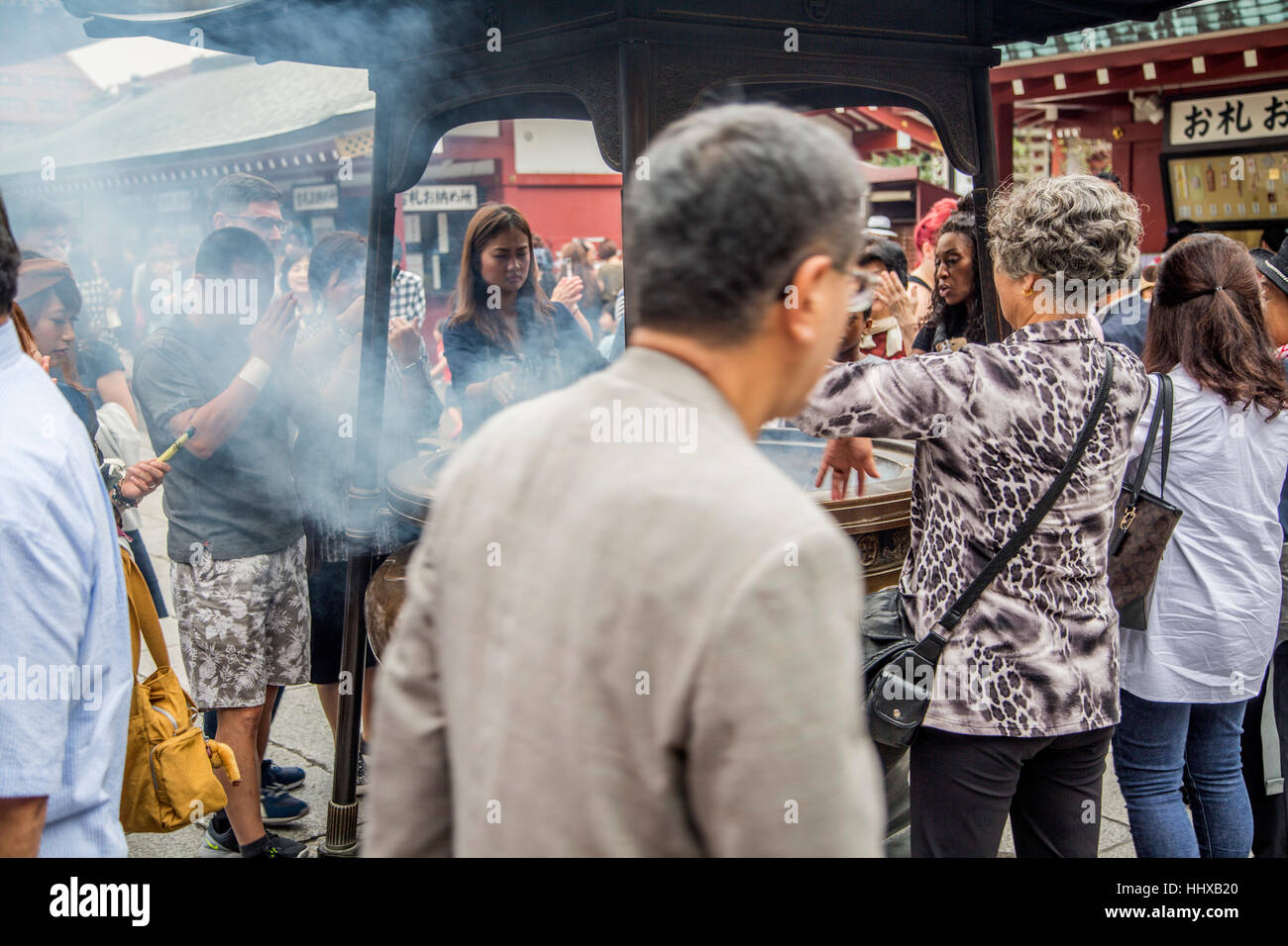 TOKYO, JAPAN - OCTOBER 3, 2016: Unidentified people at Sensoji temple ...