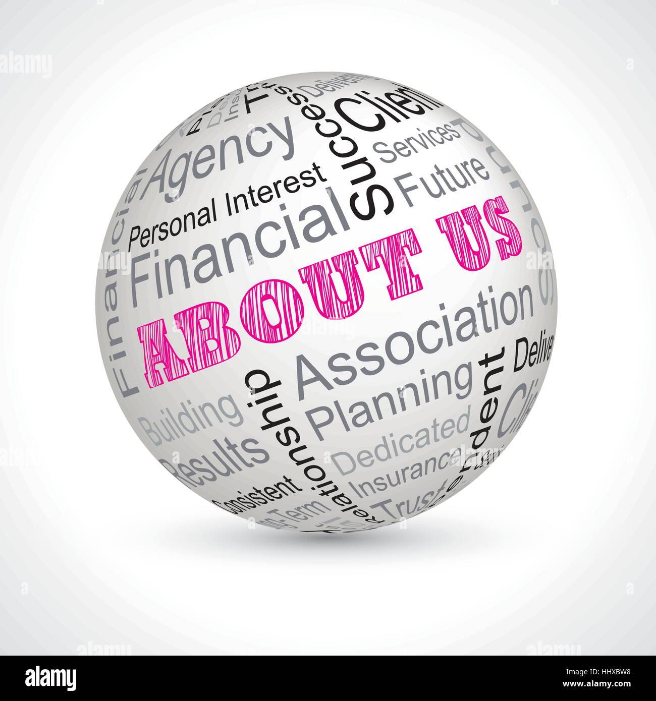 about us vector theme sphere with keywords Stock Vector Image & Art - Alamy