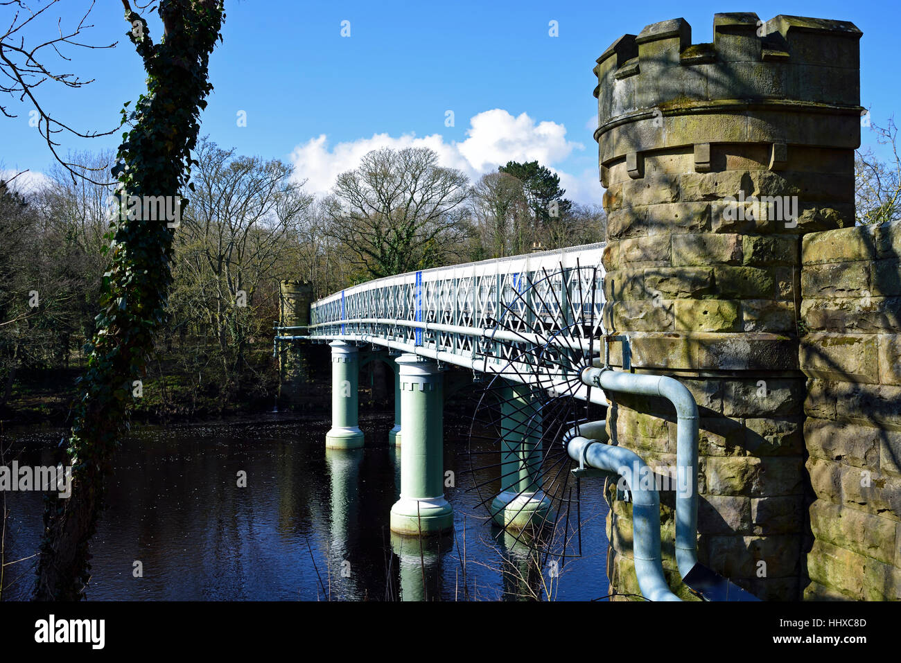 Deepdale pipebridge footbridge over River Tees at Barnard Castle ...