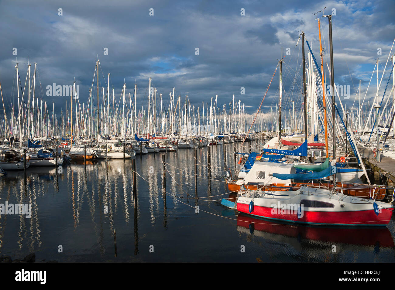 europe, evening, harbor, lighting effect, evening sky, water, baltic ...