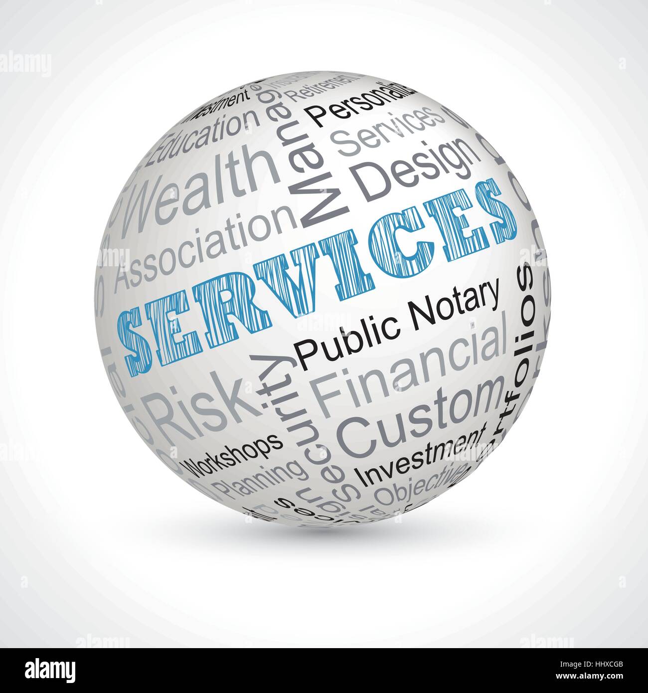 services vector theme sphere with keywords Stock Vector Image & Art - Alamy