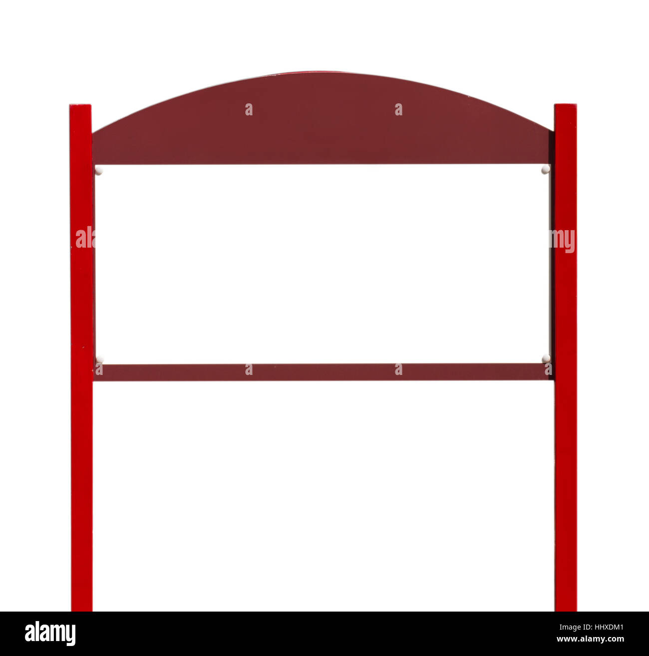 red rectangular sign on post pole (isolated on white background, ready ...