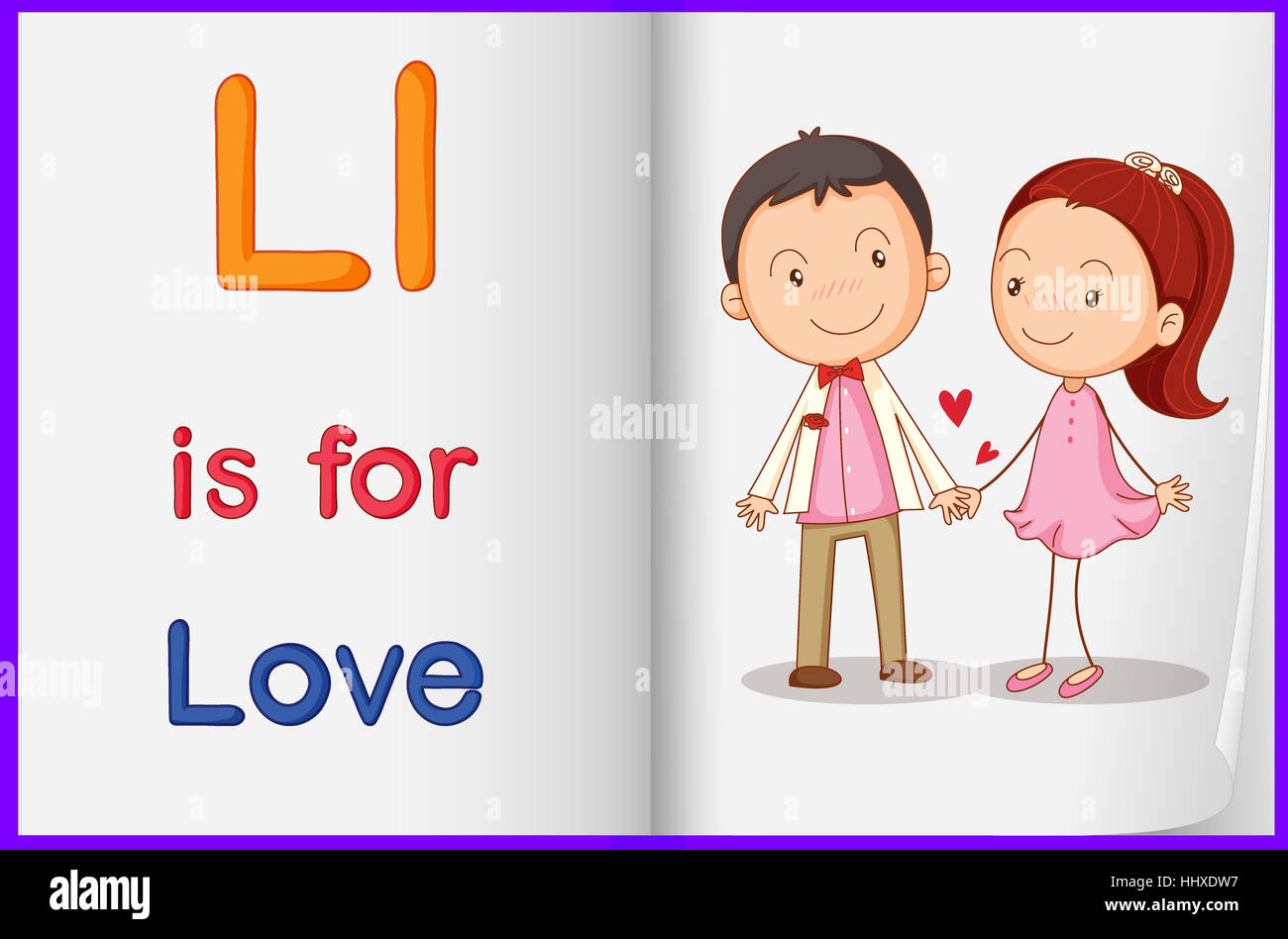 Illustration of the letter L in a book Stock Photo - Alamy