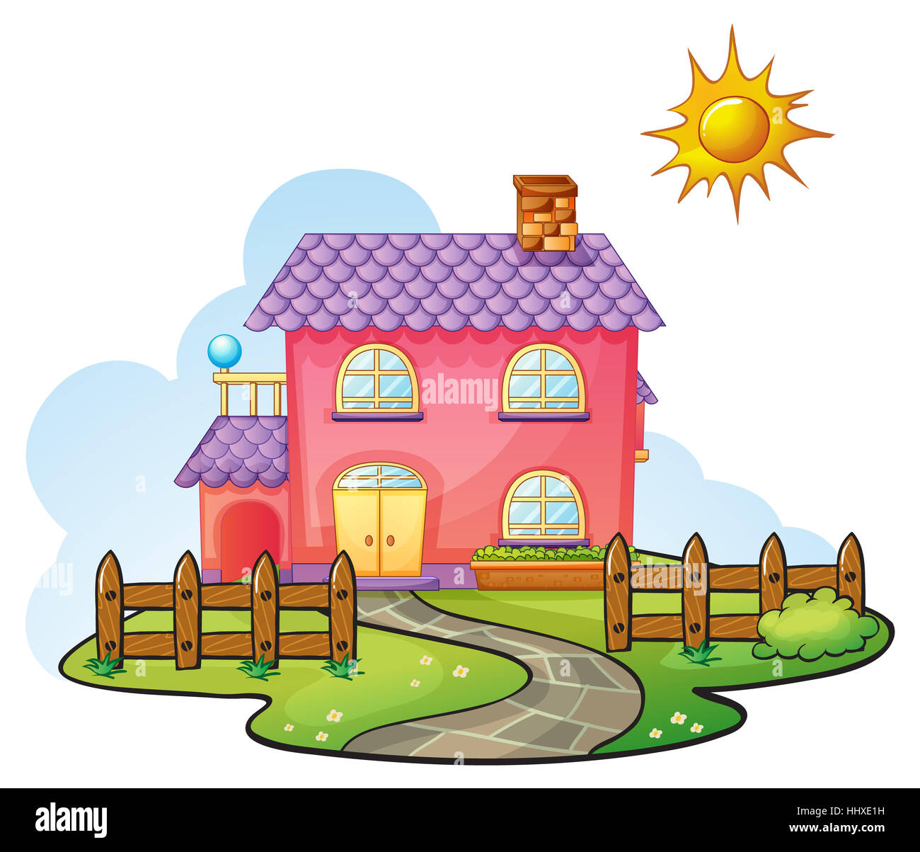 comic, illustration, cartoon, close, blue, house, building, big, large ...