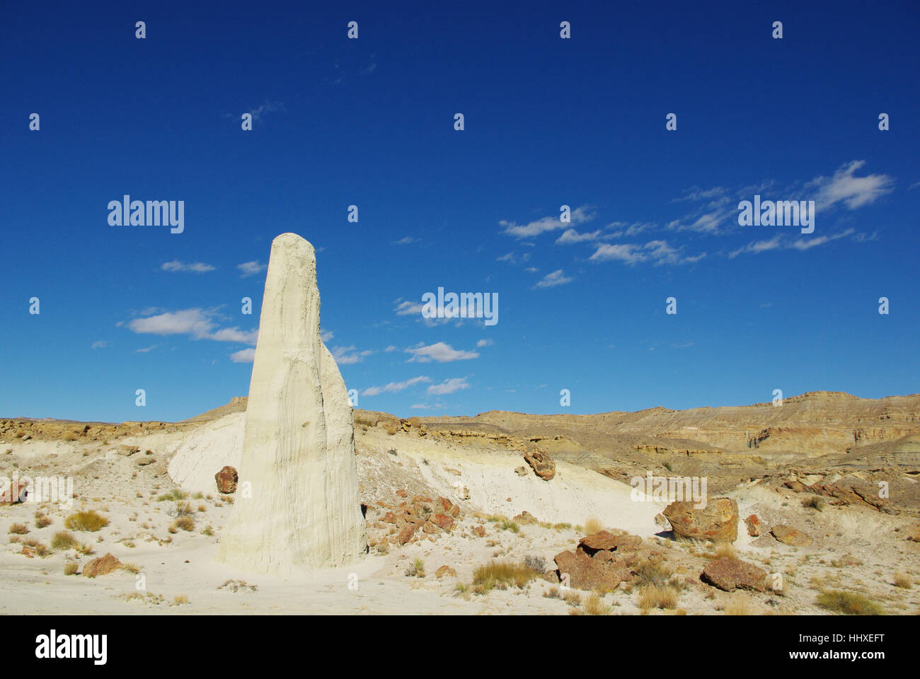 blue, tower, desert, wasteland, formation, rock, firmament, sky ...